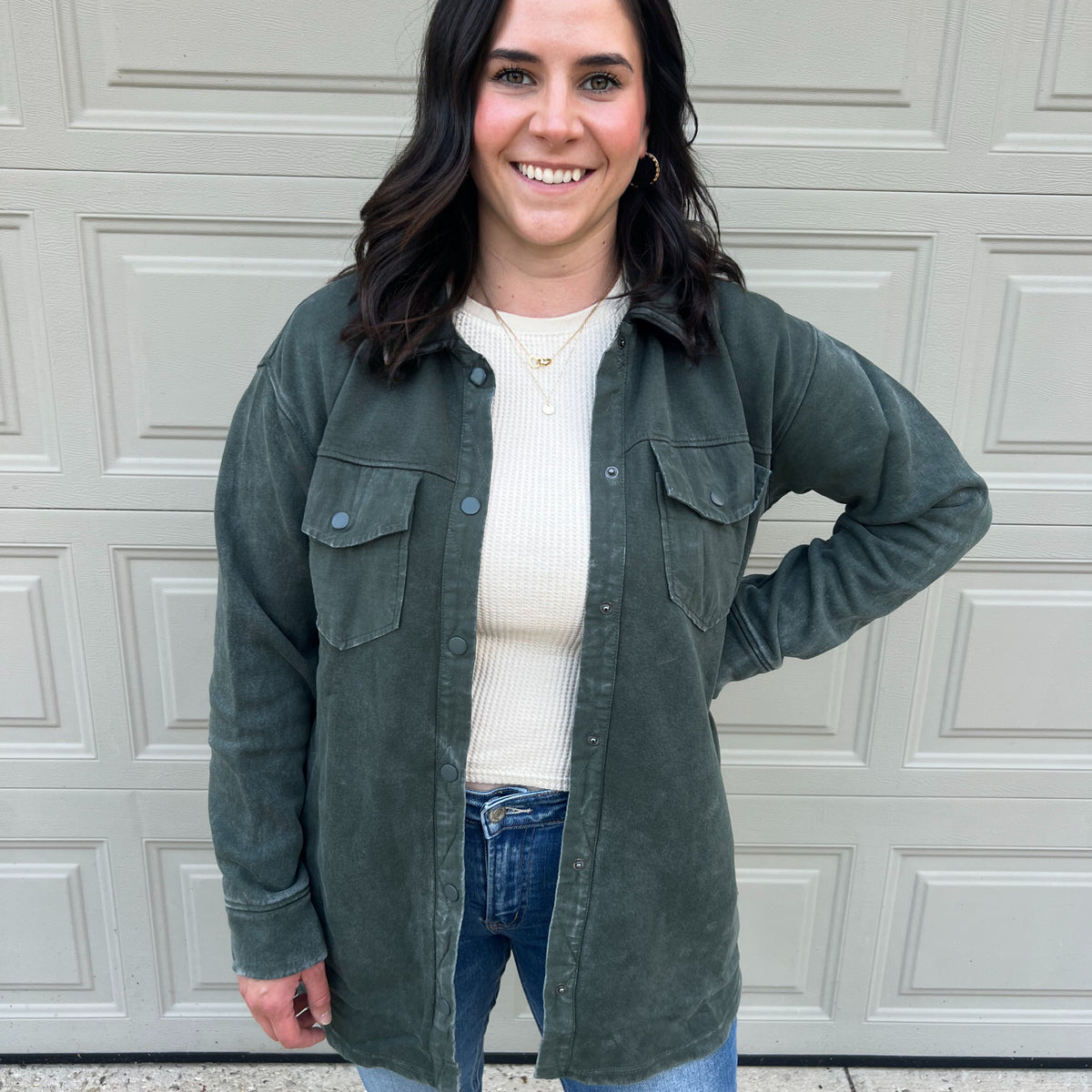 Snap-On Shacket with Pockets – Kasey's Closet